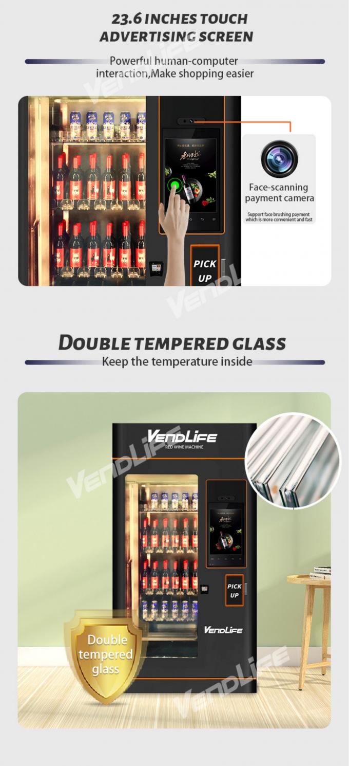 Beer Red Wine Whiskey Vending Machine With Elevator 900W 110V