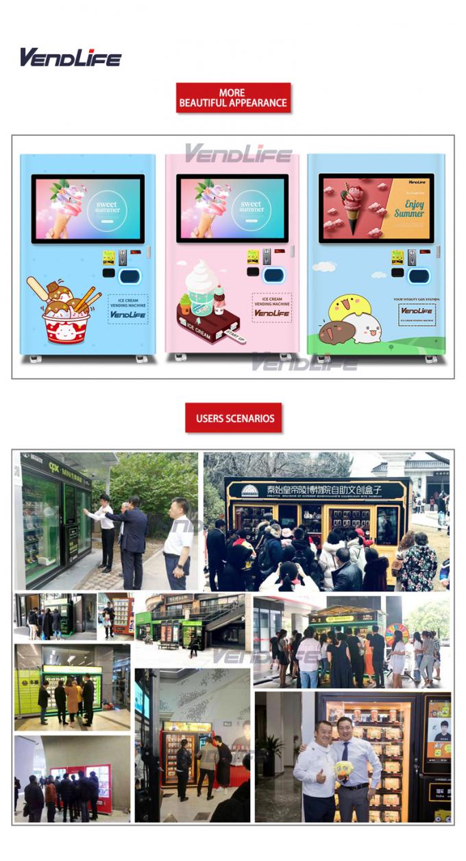 Soft Serve Ice Cream Vending Machines DEX System With 42inches Screen